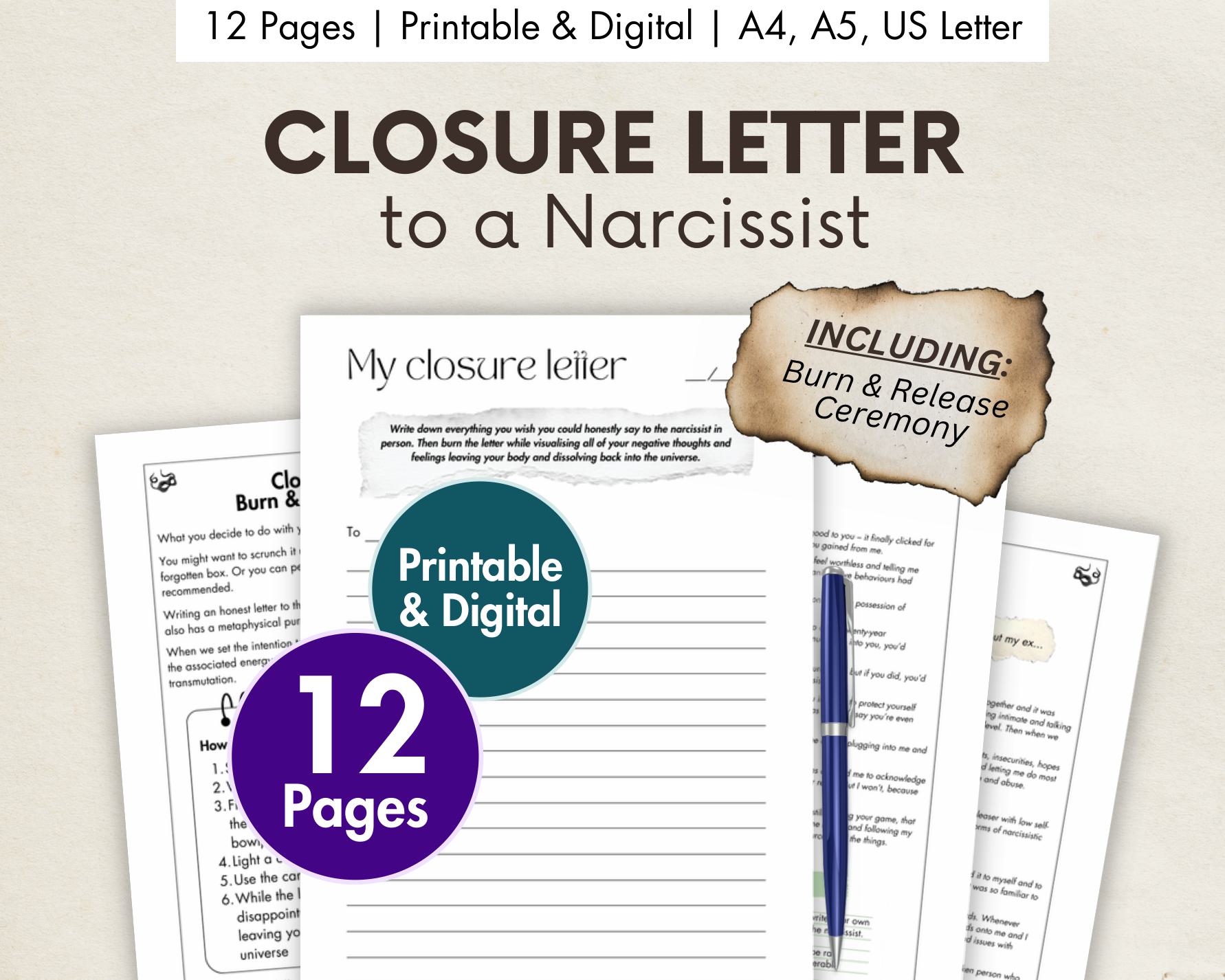 Closure Letter to a Narcissist + Burn & Release Ceremony | Unmasking ...